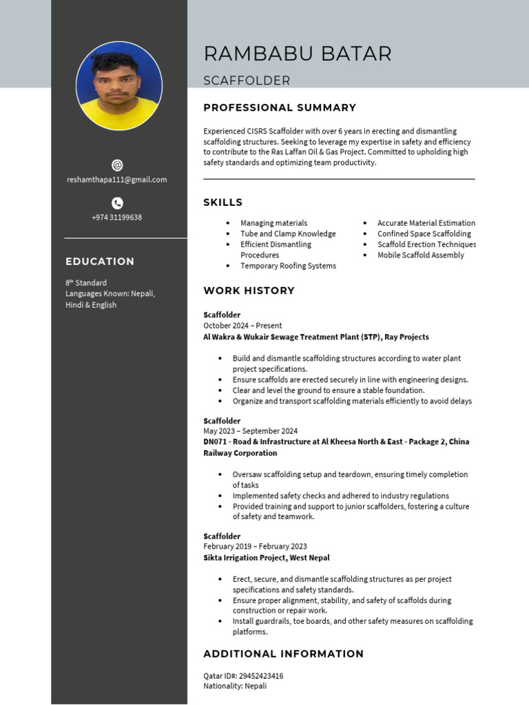 Rambabu Batar_Scaffolder_CV | PDF | Scaffolding