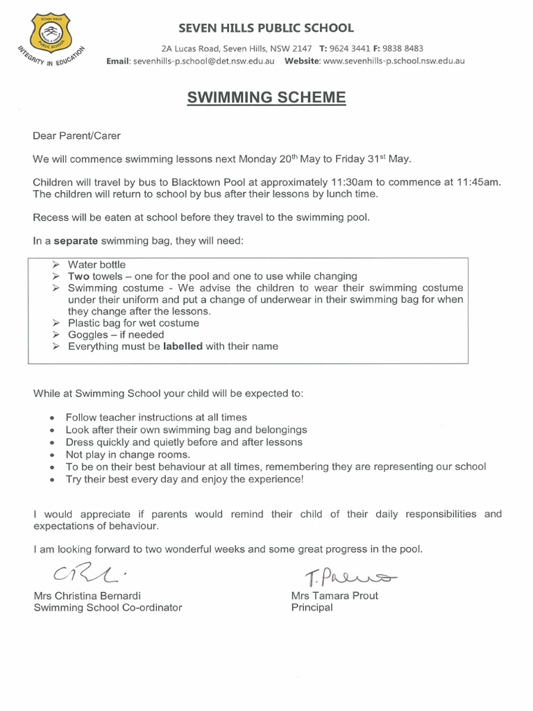 Swim Scheme Info | PDF