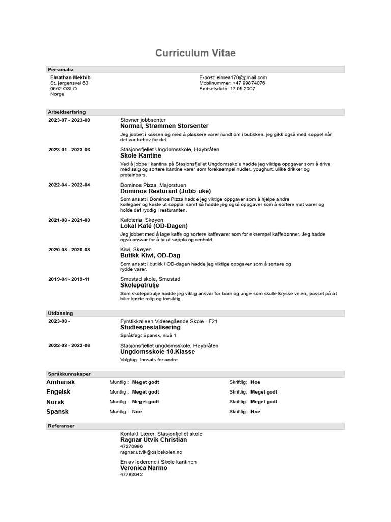 Elnathan Mekbib Norsk (Bokml) | PDF