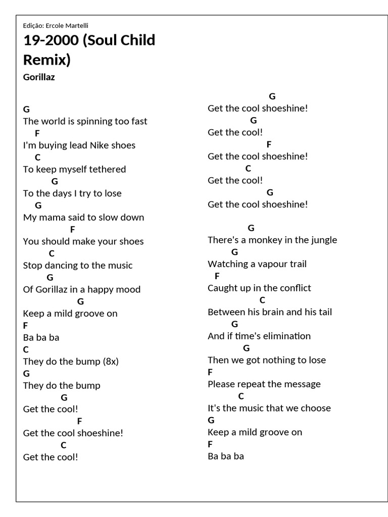 Gorillaz Fans: 19-2000 Remix Lyrics | PDF