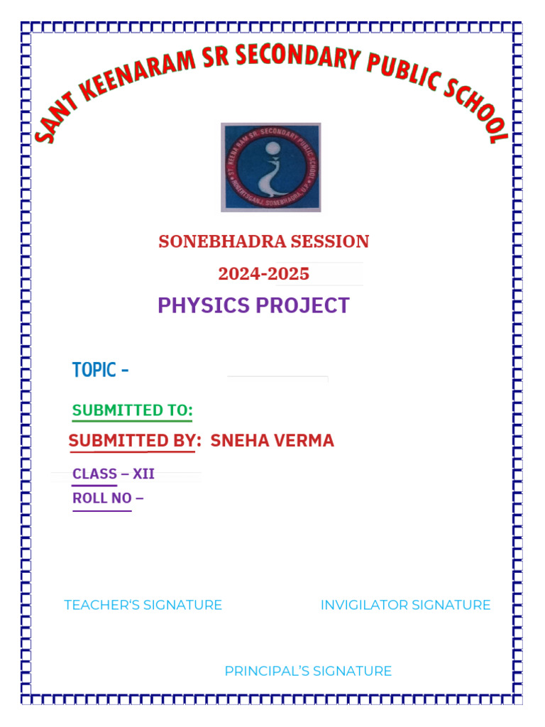 Physics Front_page.pdf Sneha | PDF