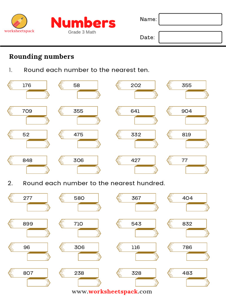 Grade 3 Rounding Numbers Worksheet | PDF
