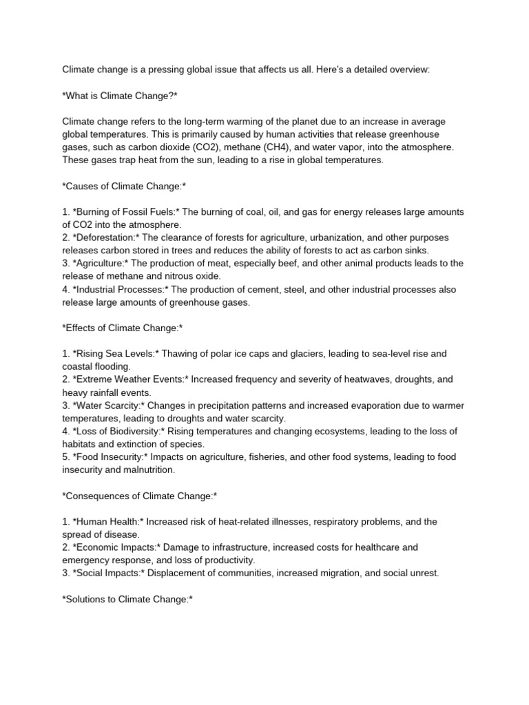 Climate Change Is A Pressing Global Issue That Affects Us All | PDF ...