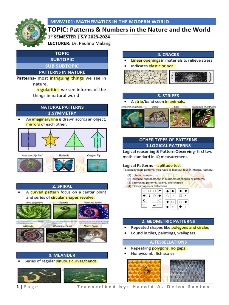 MMW- Lesson 1 | PDF | Pattern | Euclidean Plane Geometry