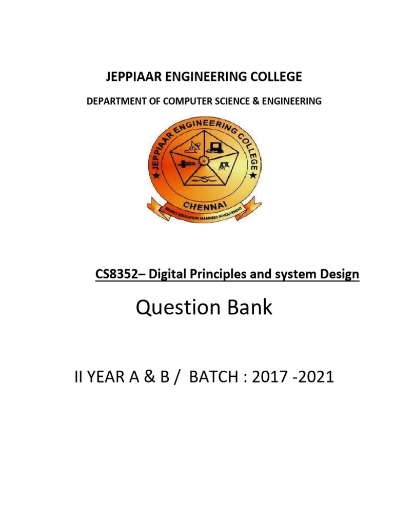 II YEAR III SEM CS8352 DIGITAL PRINCIPLES AND SYSTEM DESIGN Min | PDF ...