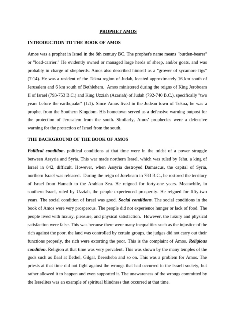 PROPHET AMOS | PDF | Religious Belief And Doctrine