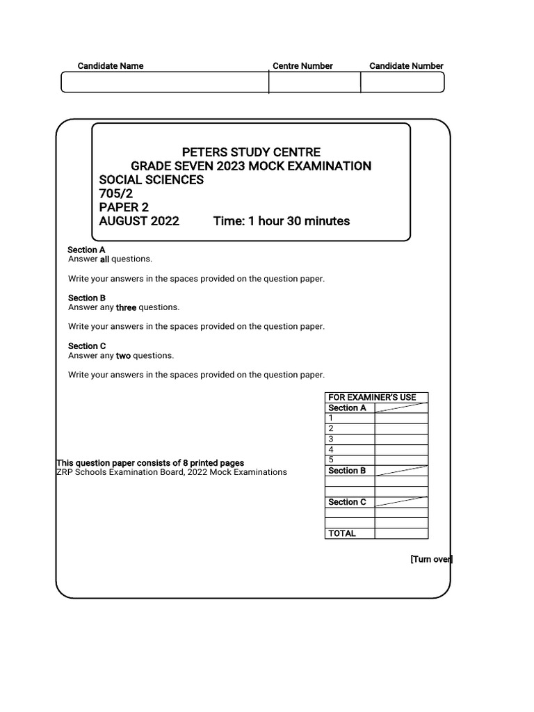 Grade 7 Social Sciences Paper 2 | PDF