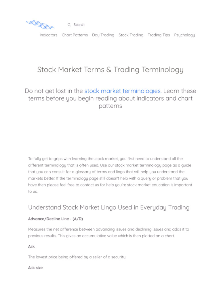 Stock Market Terms for Beginners | PDF | Stocks | Securities (Finance)