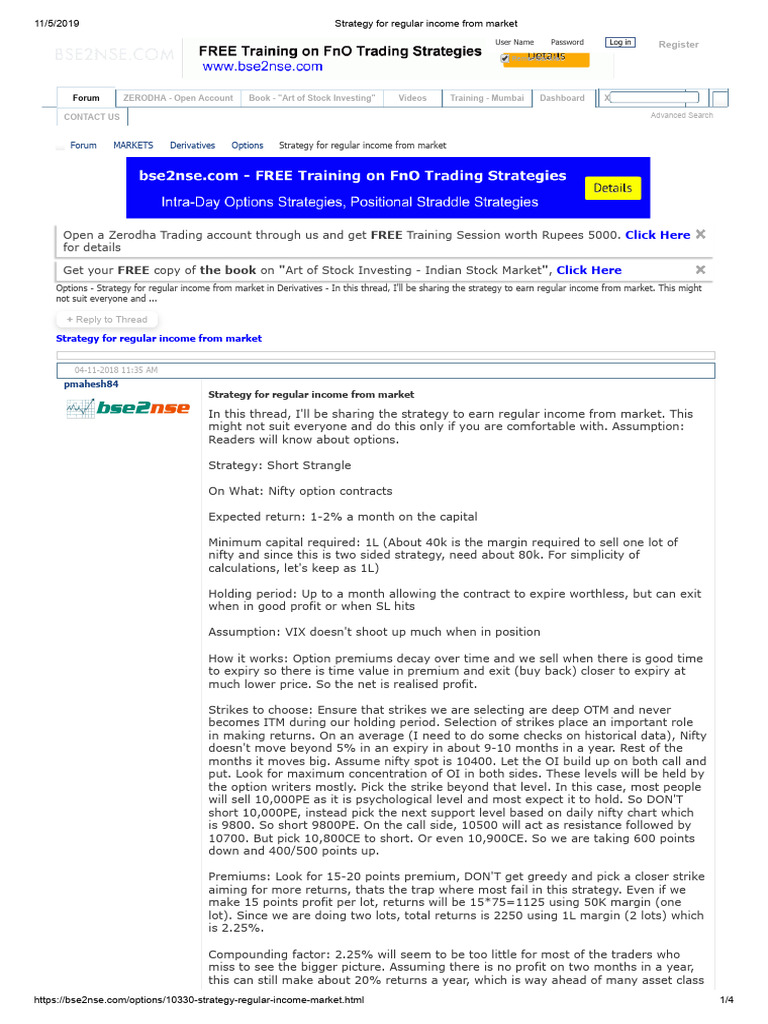Options Strategy for Regular Income | PDF | Option (Finance) | Margin ...