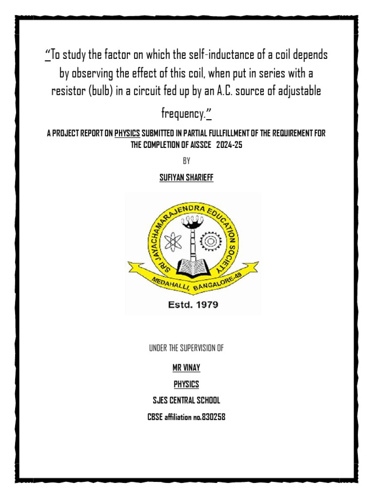 Physics Project Pdf Inductance Inductor