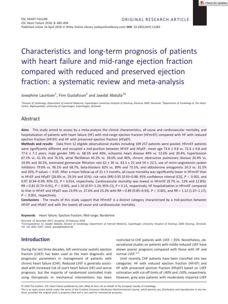 ESC Heart Failure - 2018 - Lauritsen - Characteristics and long‐term prognosis of patients with ...