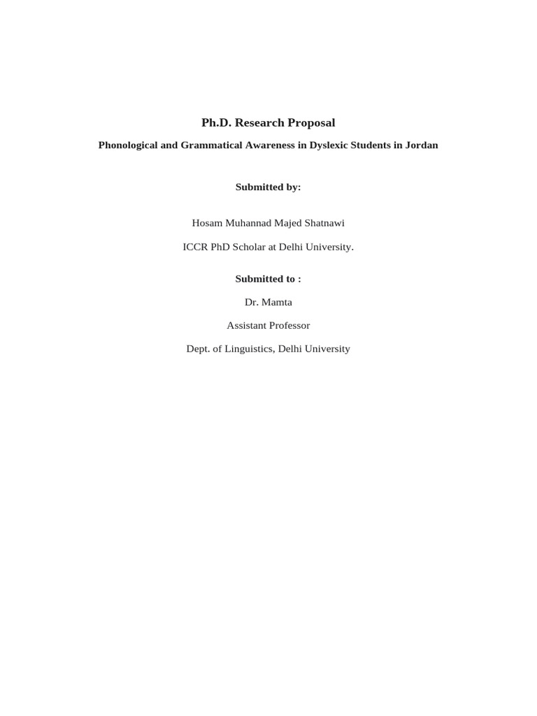 Hosam's PHD Proposal | PDF | Dyslexia | Cognitive Science