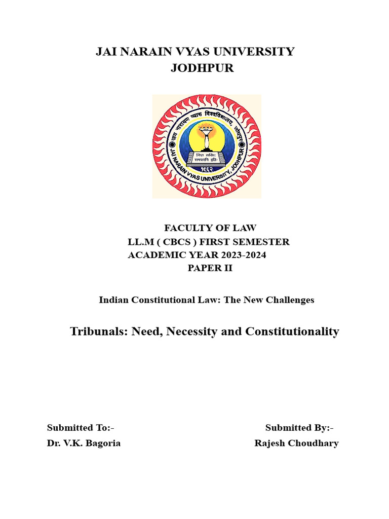 JNVU LLM | PDF | Tribunal | Government Of India