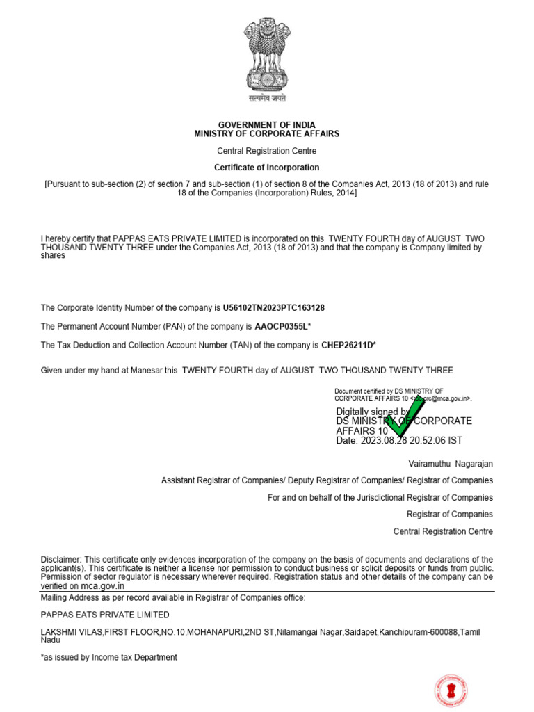 Pappas Eats Certification | PDF