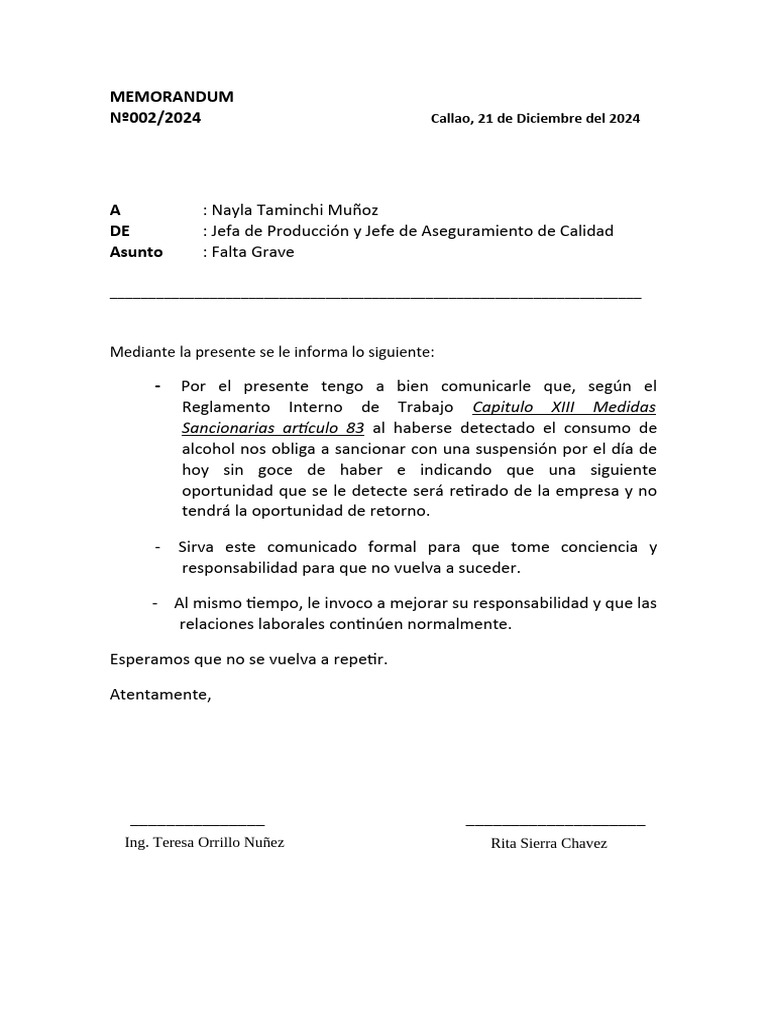 Formato Memorandum - 2023 | PDF