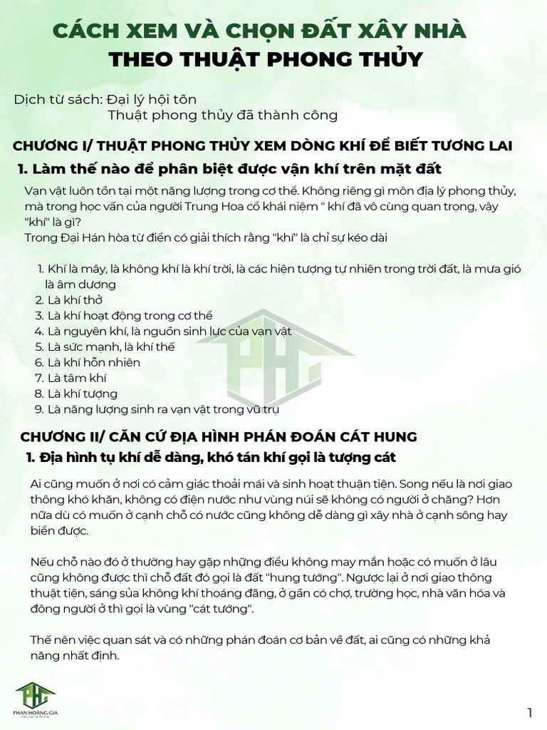 Chon Huong Dat Xay Nha Theo Phong Thuy | PDF