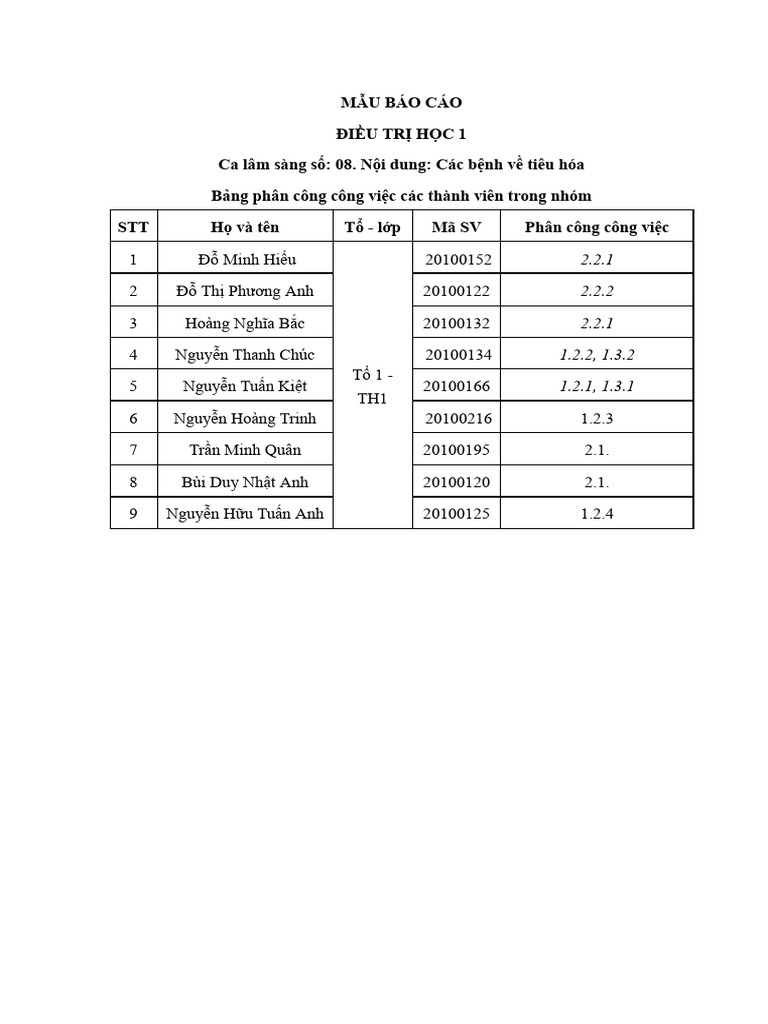 WORD - CASE8 - NHÓM 1 - TH1 - BÀI 3 ĐIỀU TRỊ HỌC | PDF