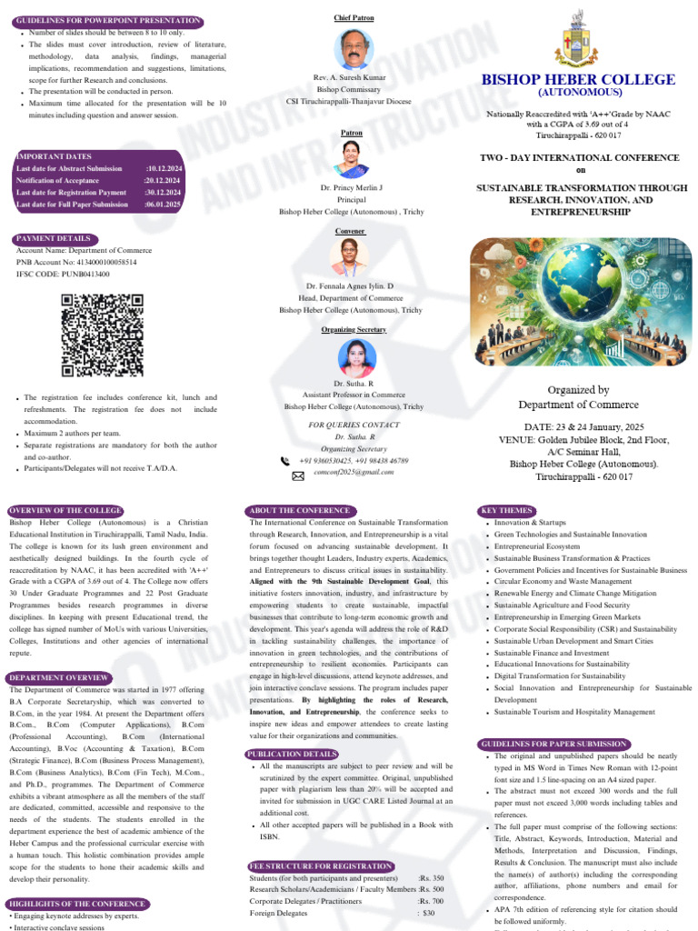 New Two - Day International Conference 2025 BHC | PDF | Sustainability | Entrepreneurship