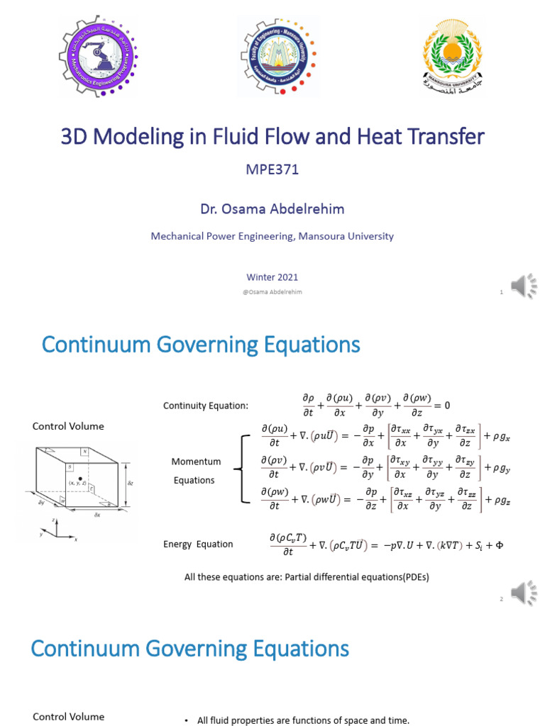 3D Modeling of Fluid Flow & Heat Transfer | PDF | Fluid Dynamics | Continuum Mechanics