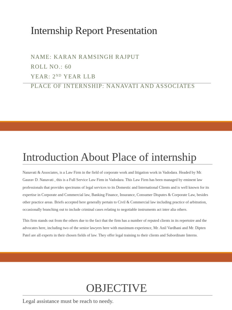 Internship Report Presentation Karan Rajput | PDF | Arrest Warrant | Negotiable Instrument