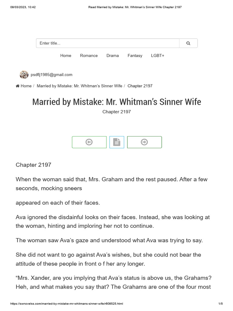 Read Married by Mistake - Mr. Whitman's Sinner Wife Chapter 2197 | PDF