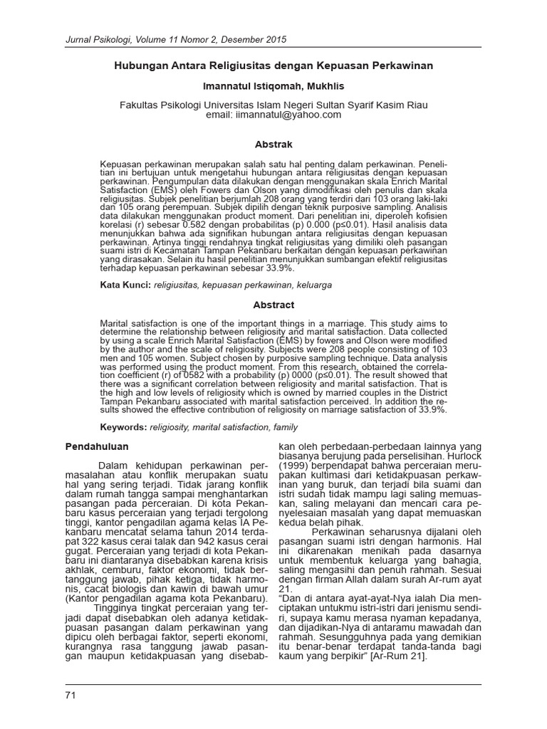 Religiusitas dan Kepuasan Perkawinan | PDF