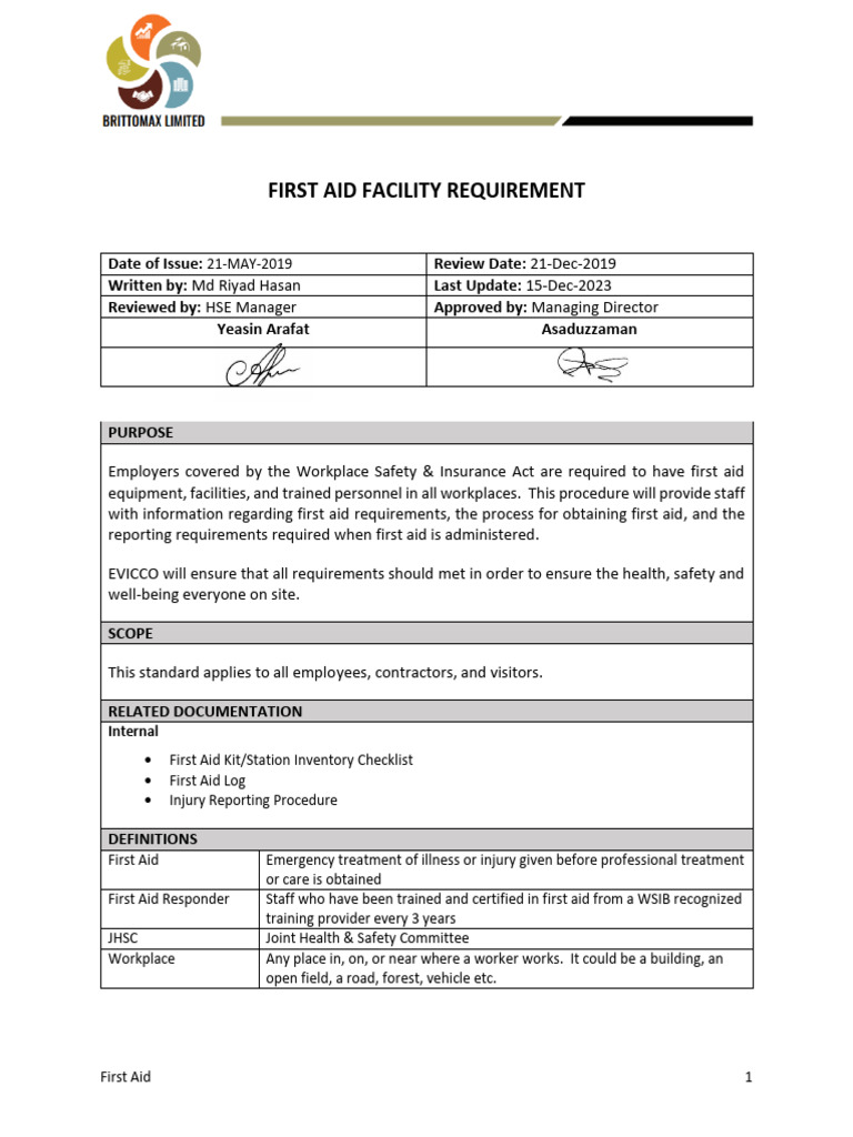 First Aid Facility Requirements Guide | PDF | First Aid | Ambulance