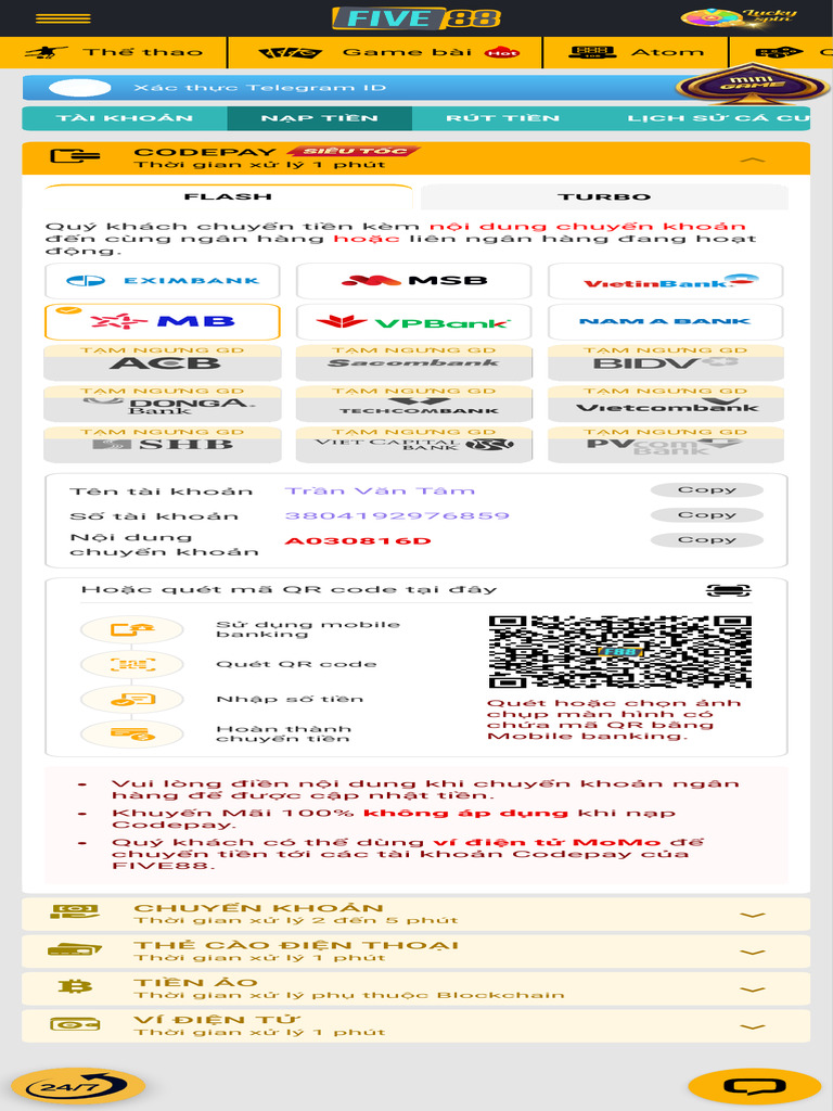 Thanh Toán - FIVE88 | PDF