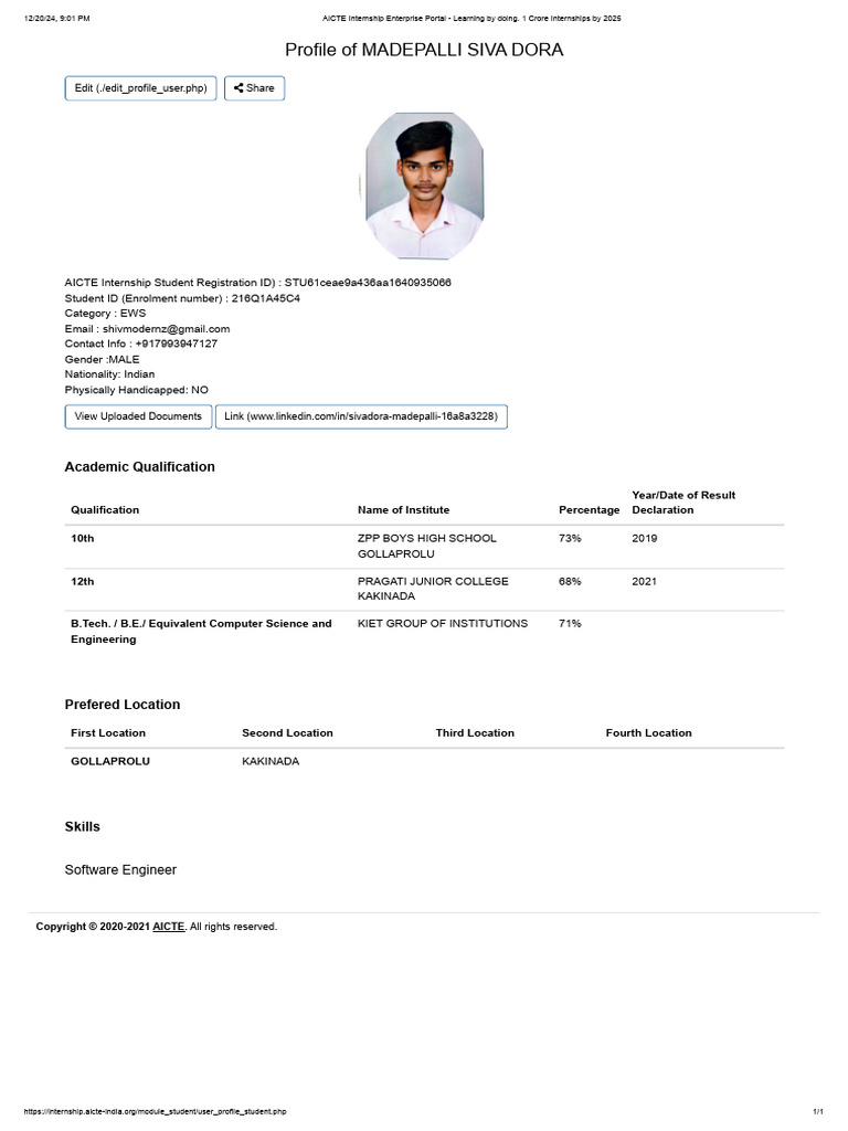 AICTE Internship Enterprise Portal - Learning by Doing. 1 Crore ...