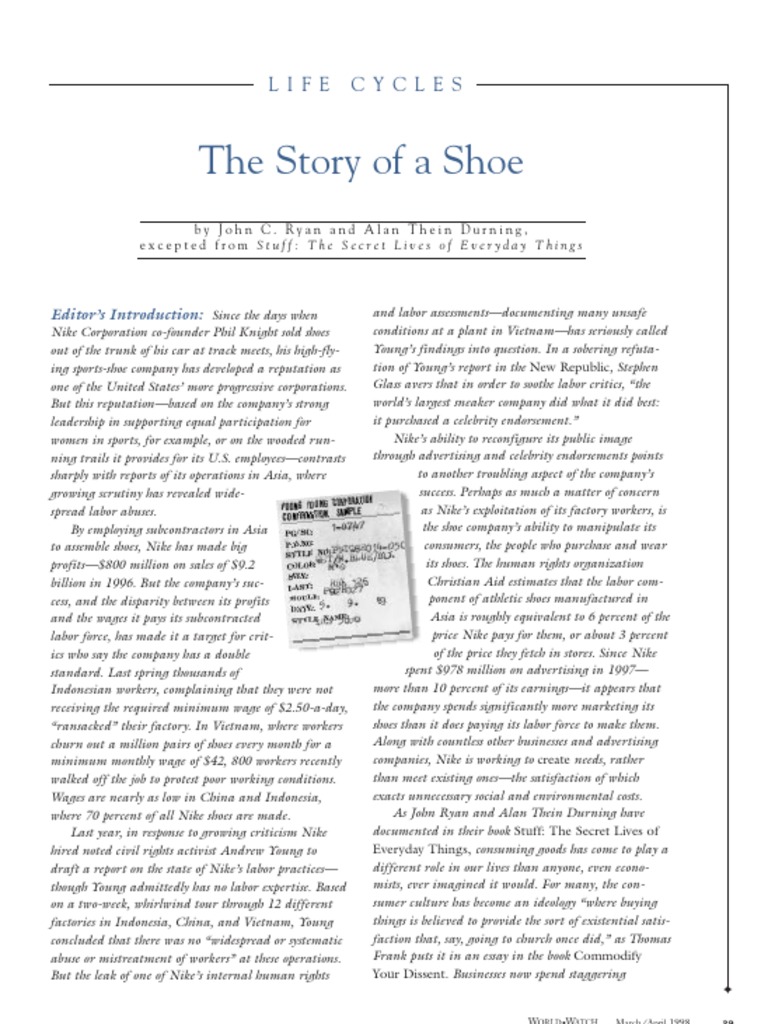 Story of A Shoe | PDF | Shoe | Recycling