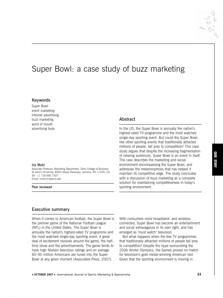 Super Bowl - A Case Study of Buzz Marketing | PDF | Television ...