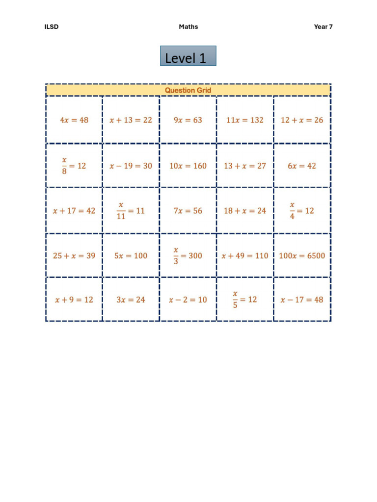 ILSD - Week 29 - Wednesday - Year 7 - Maths | PDF