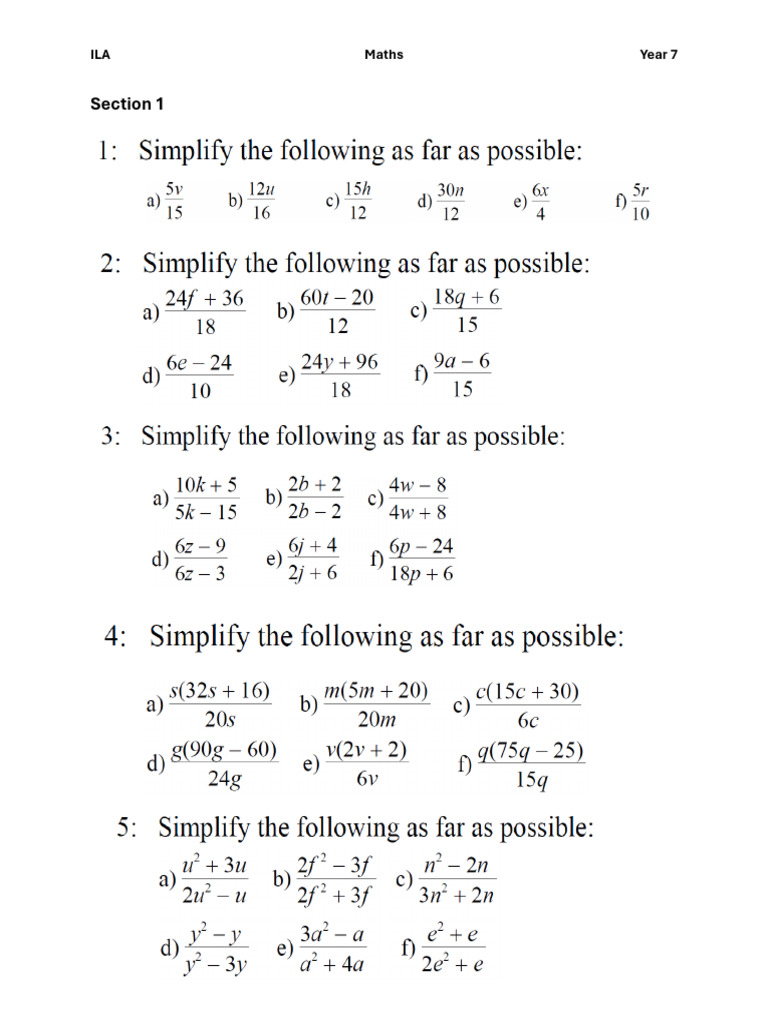 ILA - Week 34 - Friday - Year 7 - Maths | PDF