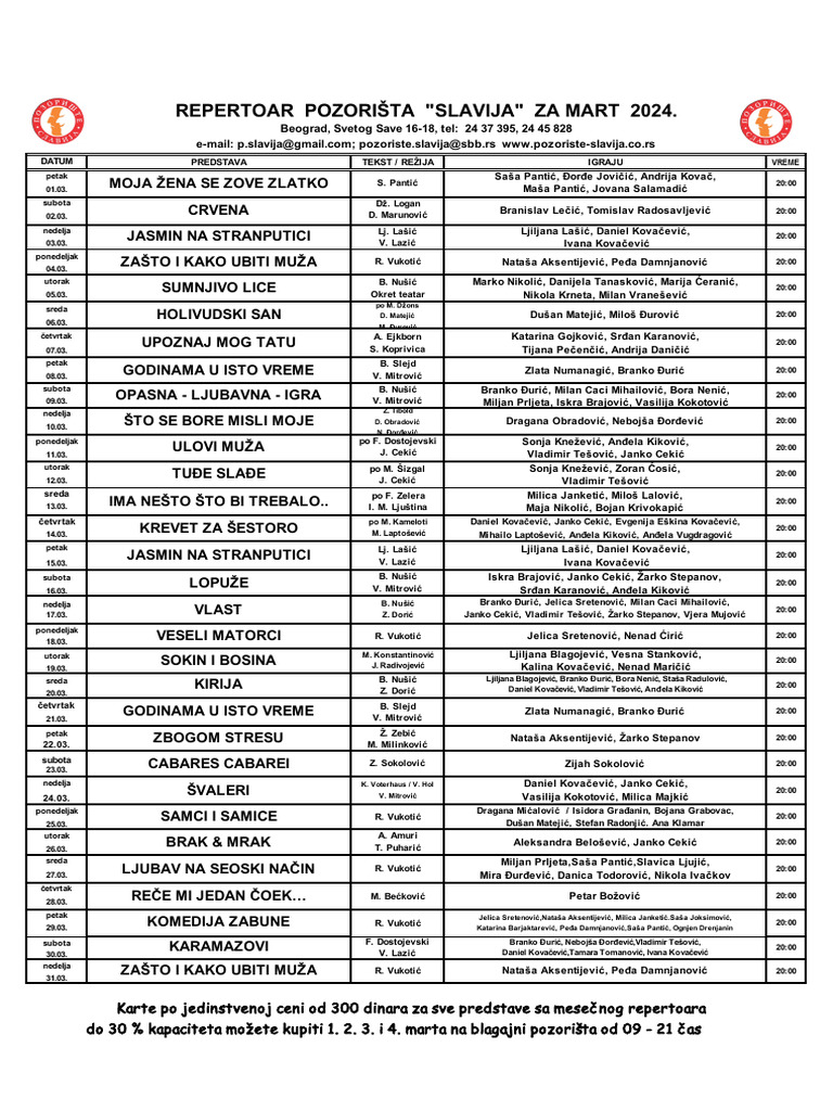 REPERTOAR-ZA-MART-2024 | PDF