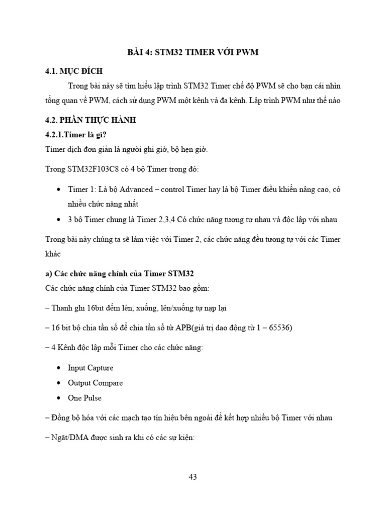 Pnu-Cr63 - TH Rtos STM32F1 - Bai 4 Timer - PWM | PDF