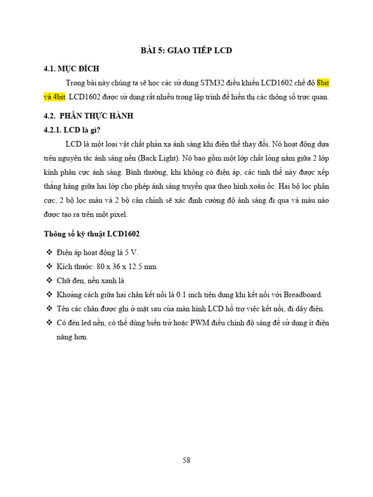 Pnu-Cr63 - TH Rtos STM32F1 - Bai 5 LCD | PDF