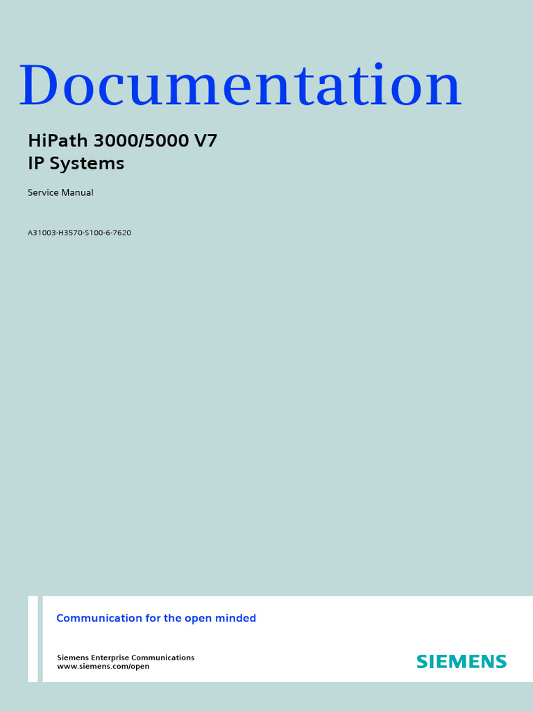 Siemens Hipath 3000 5000 v7 Service Documentation | PDF | Virtual ...