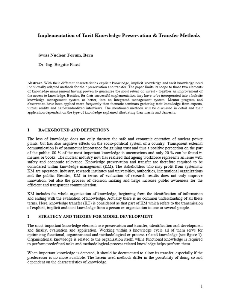 Implementation of Tacit Knowledge Preser | PDF | Knowledge | Tacit Knowledge
