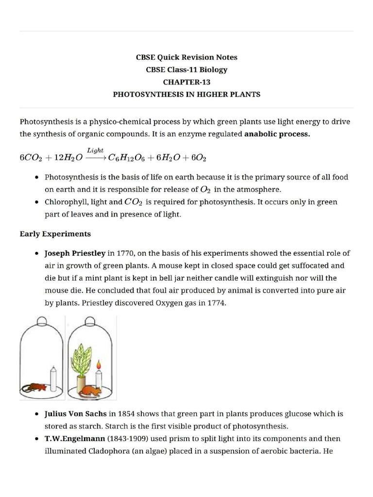 Photosynthesis in Higher Plants | PDF