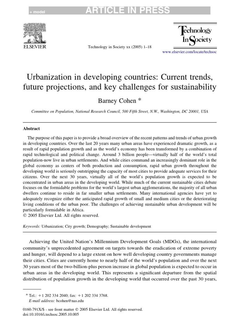 Urbanization in Developing Countries | PDF