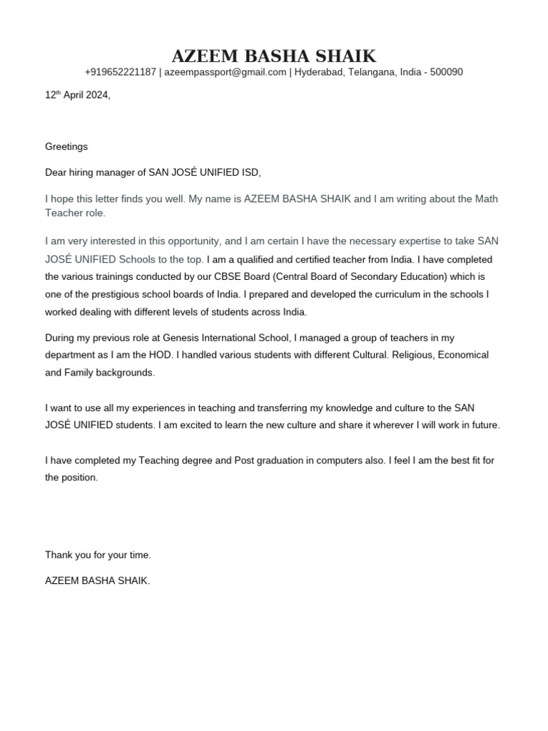 Covering Letter | PDF