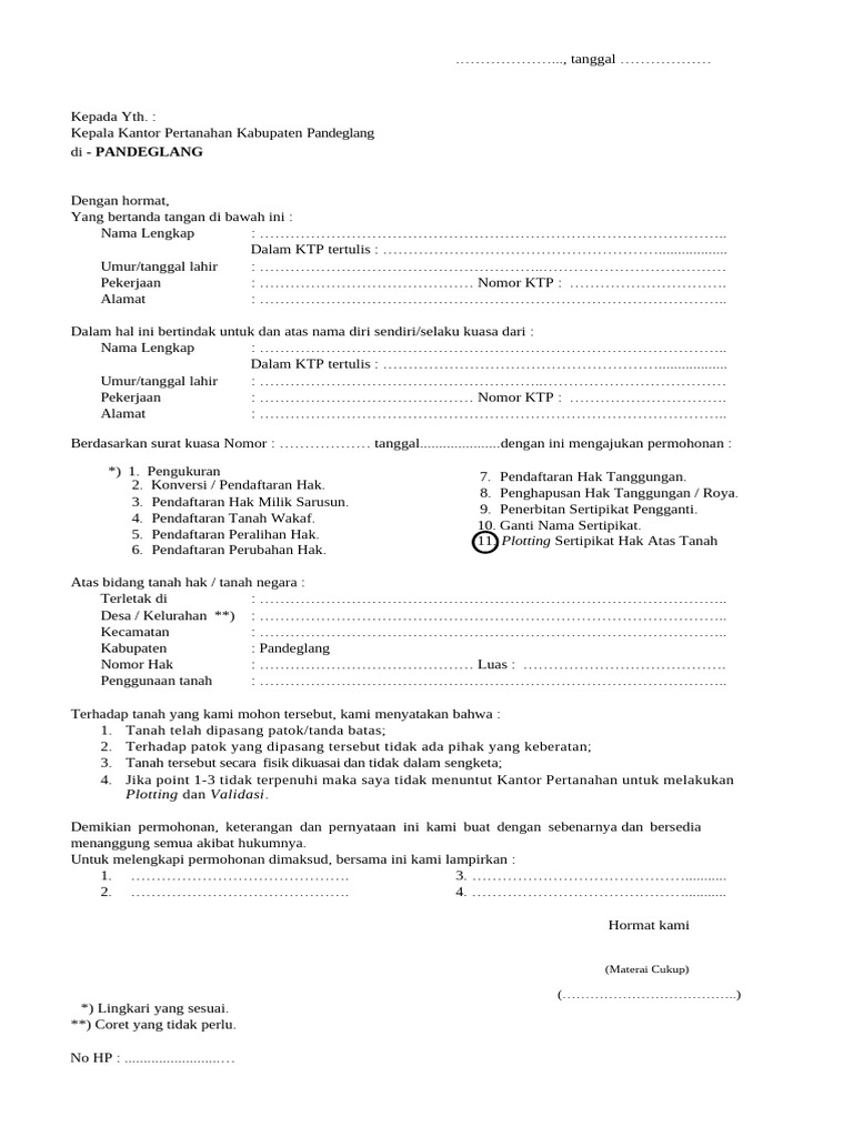 Form Permohonan Plotting | PDF
