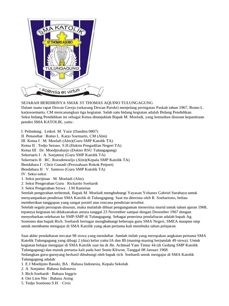 Sejarah Berdirinya SMAKTA | PDF