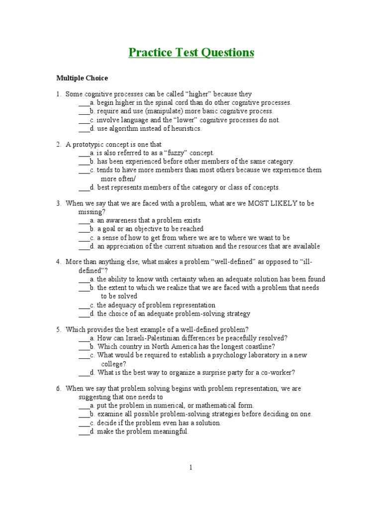 Practice Test Questions | PDF | Intelligence Quotient | Intelligence