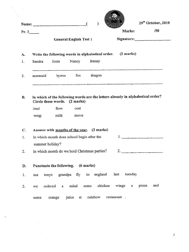 DGS P2 Eng Test Paper | PDF