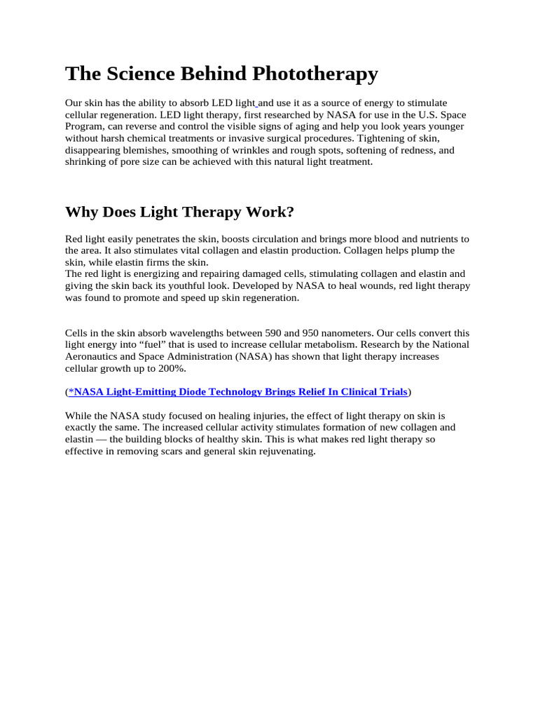 The Science Behind Phototherapy | PDF | Ultraviolet | Healing