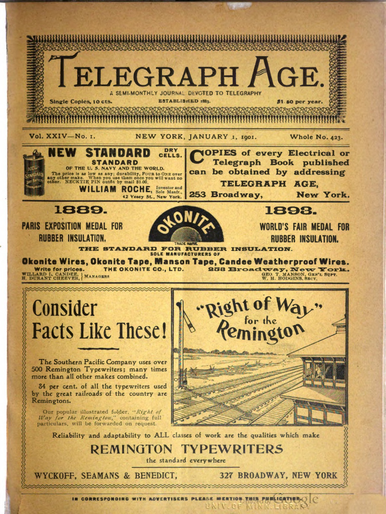 Telegraph Age 1901 01 | PDF | Telegraphy | Electricity