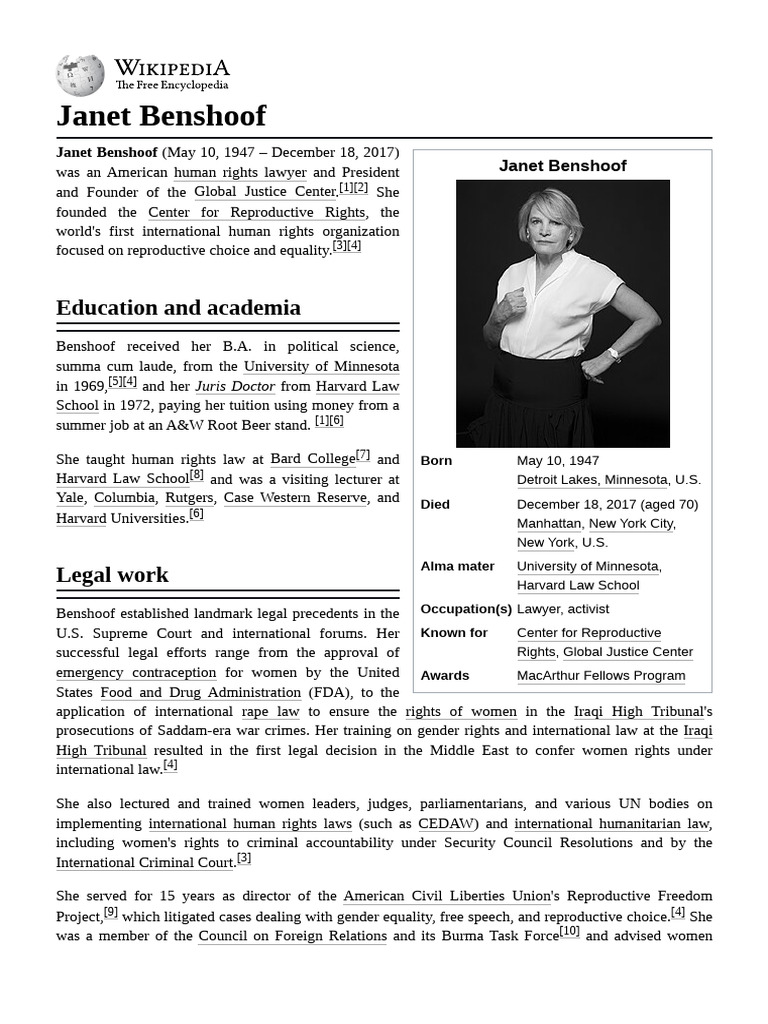 Janet_Benshoof | PDF | Social Ethics | Human Rights