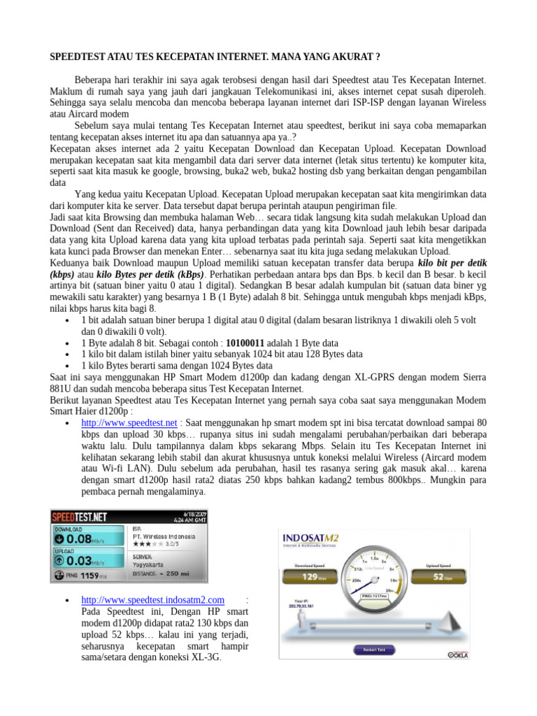 Speedtest Atau Tes Kecepatan Internet | PDF