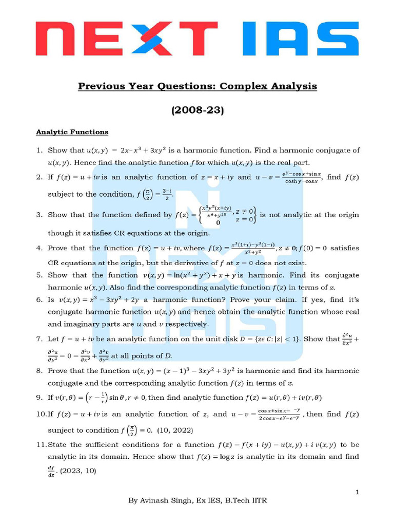 (OFC Maths) (Complex Analysis) 01. Complex Analysis PDF | PDF